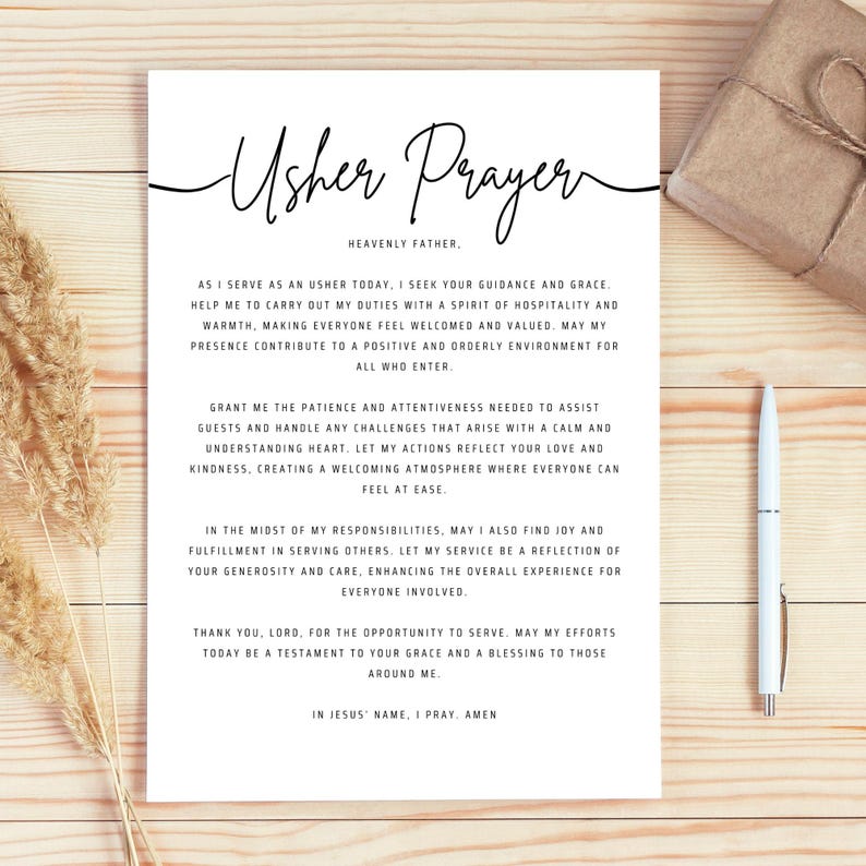Usher Prayer Wall Art Printable Christian Poster Decor Home or Church ...
