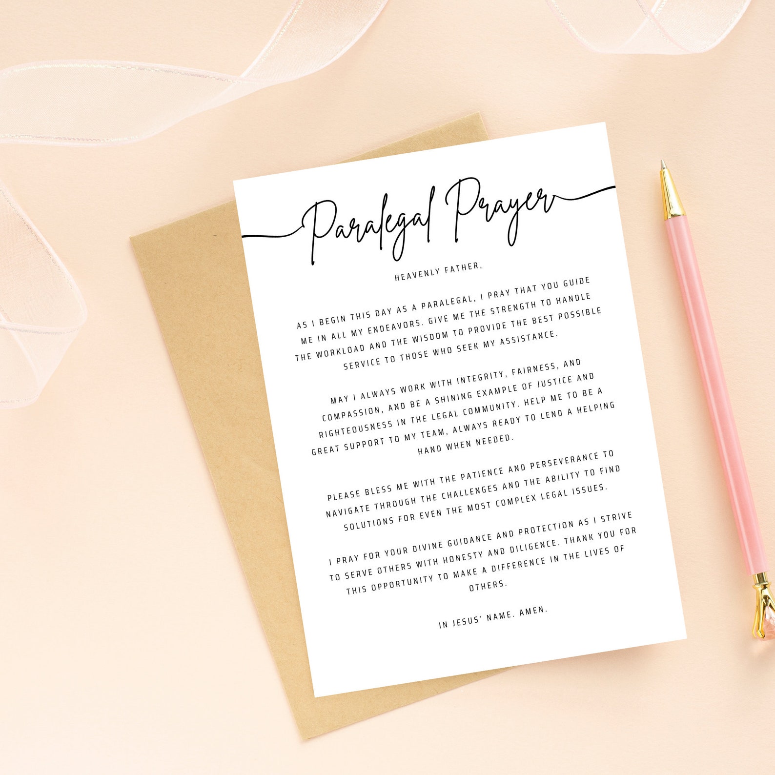 Wall Art Printable Prayer Paralegal Office Decor Christian Digital ...