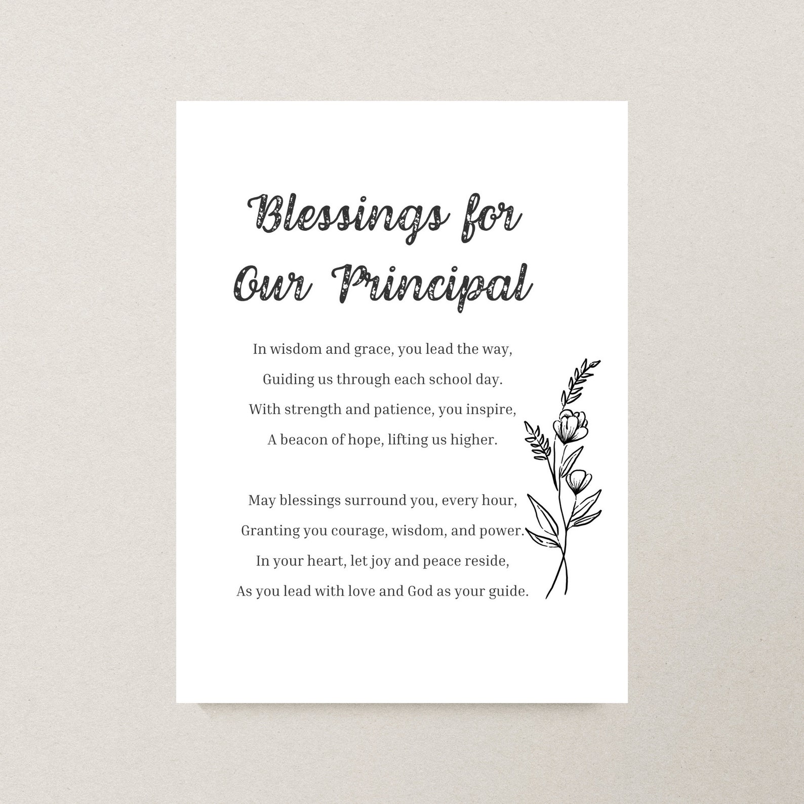 Principal Printable Prayer Wall Art Printable Poem Christian Principal ...