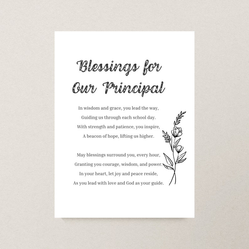 Principal Printable Prayer Wall Art Printable Poem Christian Principal ...