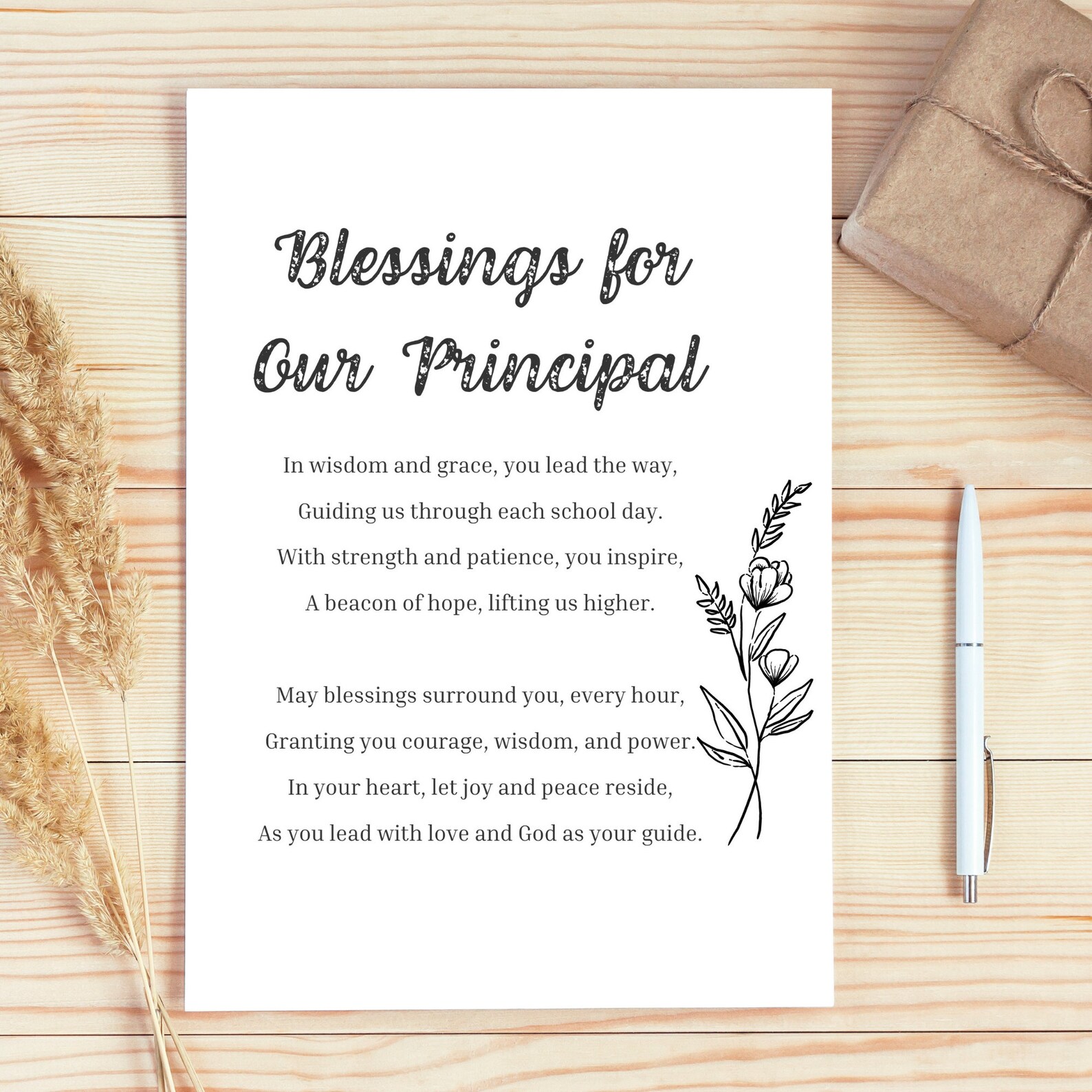 Principal Printable Prayer Wall Art Printable Poem Christian Principal ...
