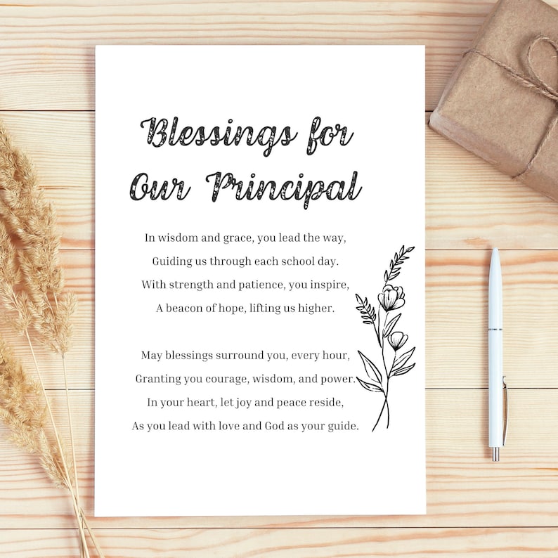 Principal Printable Prayer Wall Art Printable Poem Christian Principal ...