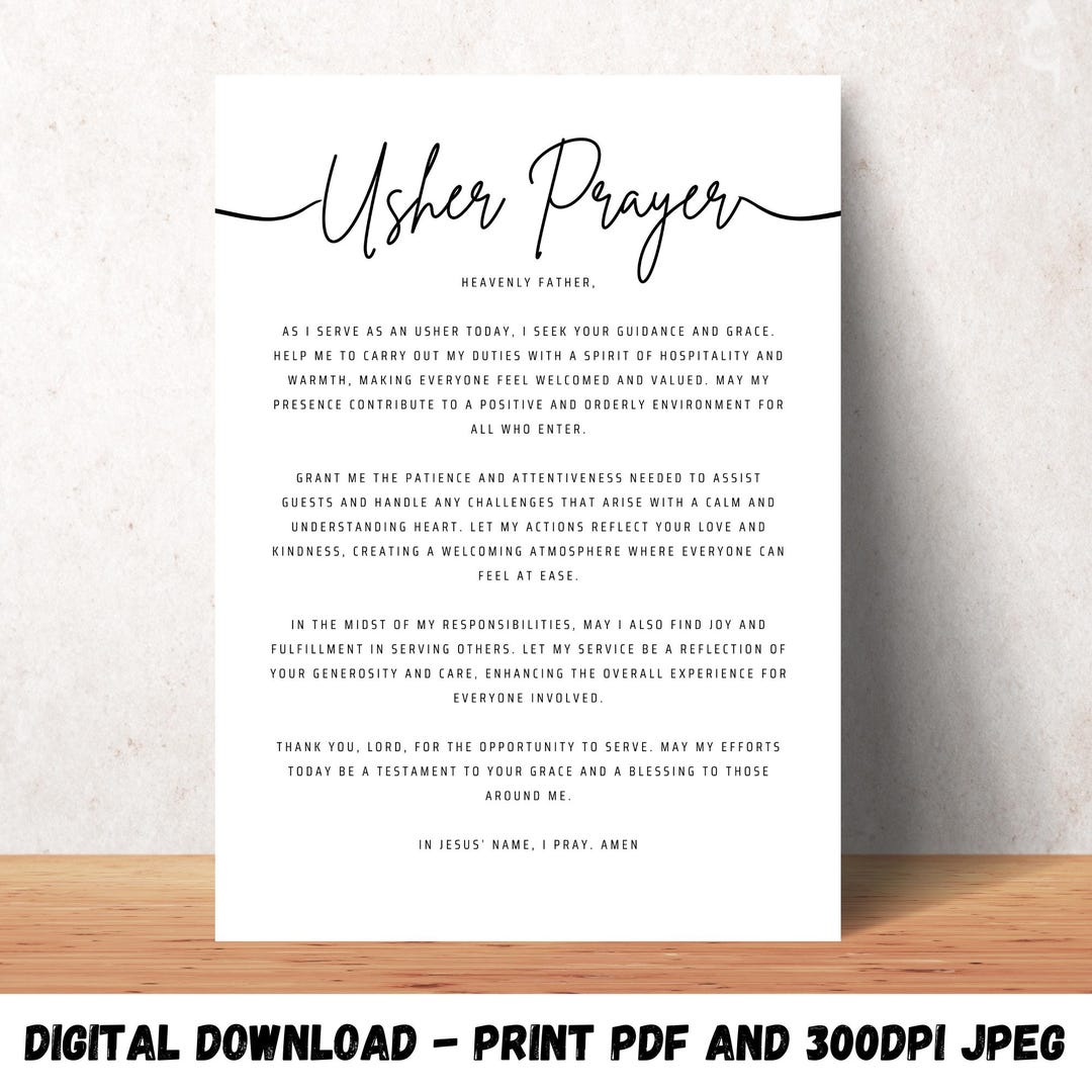 Usher Prayer Wall Art Printable Christian Poster Decor Home or Church Office Digital Print ...