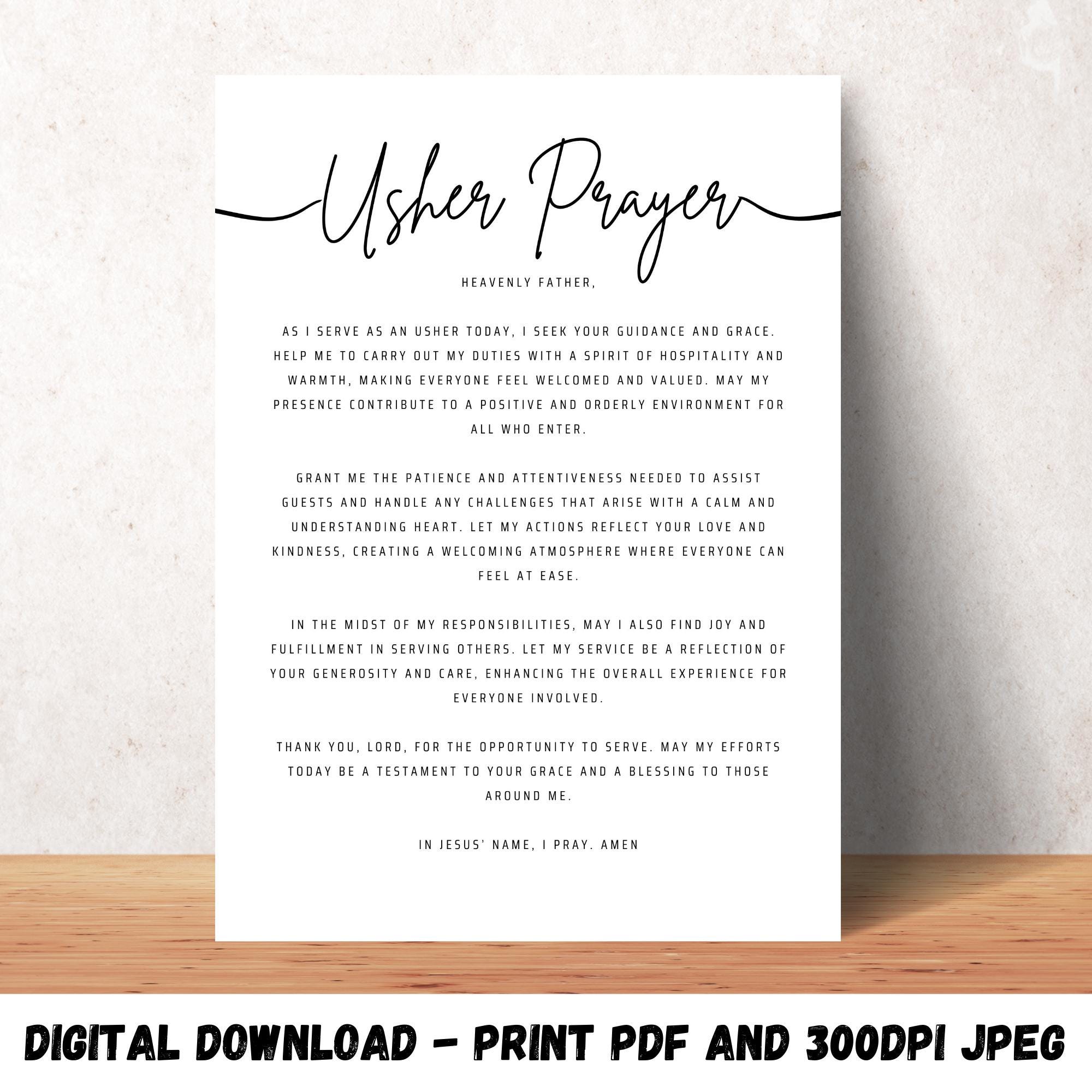 Usher Prayer Wall Art Printable Christian Poster Decor Home or Church ...