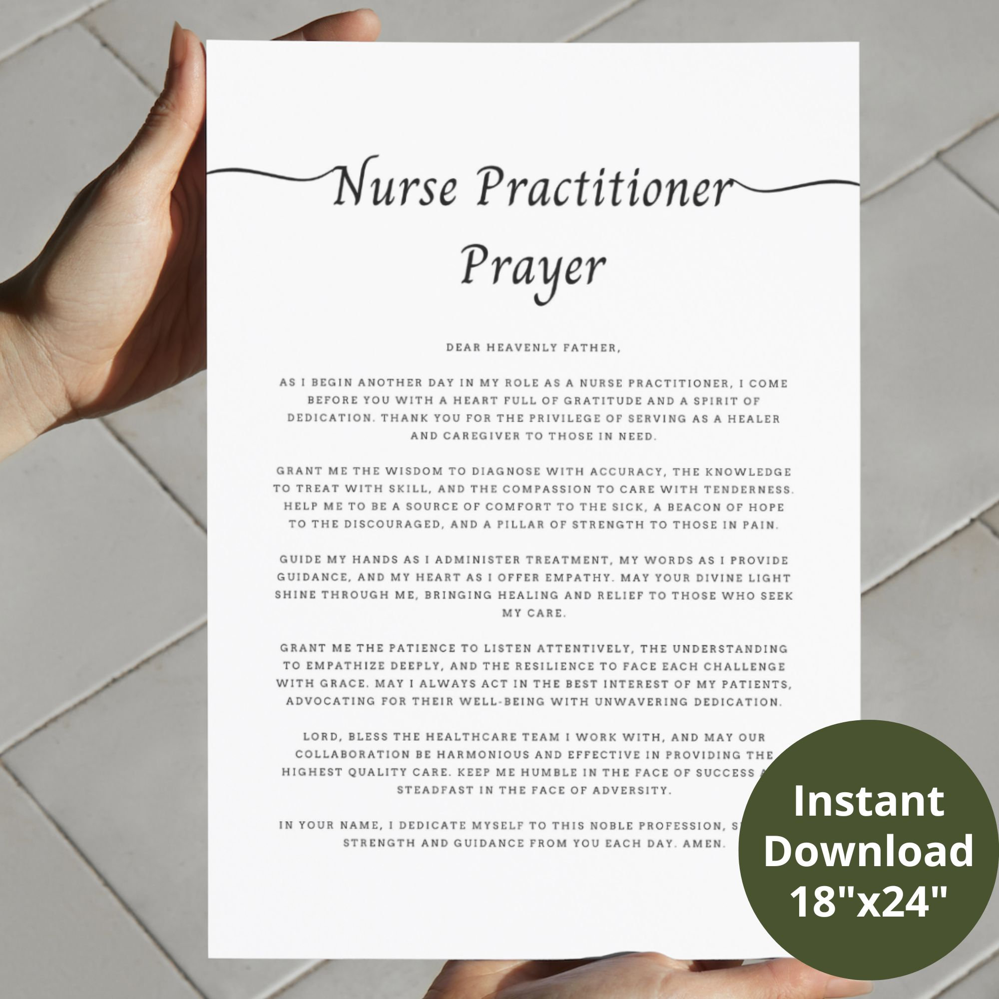 Nurse Practitioner Prayer Wall Art Printable Christian Poster Home or ...