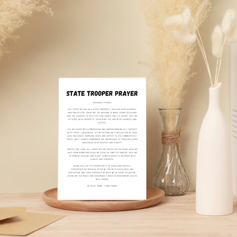 State Trooper Prayer Poster - Policeman Gift, Police Officer Gift ...