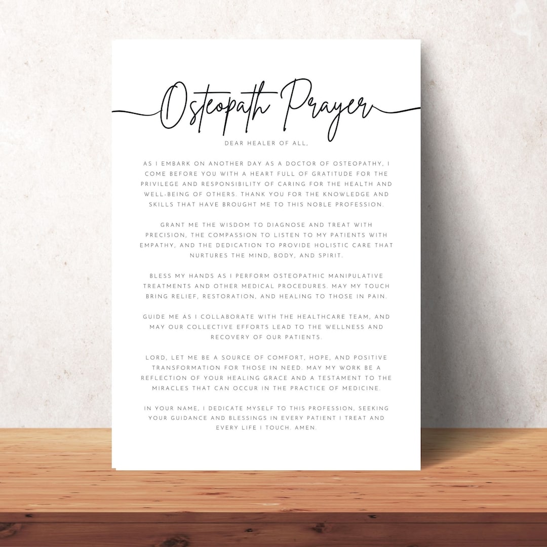 Doctor of Osteopathy Wall Art Printable Prayer Office Decor Digital ...