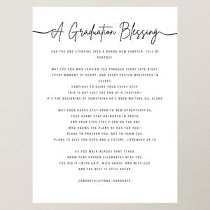 Graduation Blessing Wall Art Christian Graduation Gift Printable Prayer ...