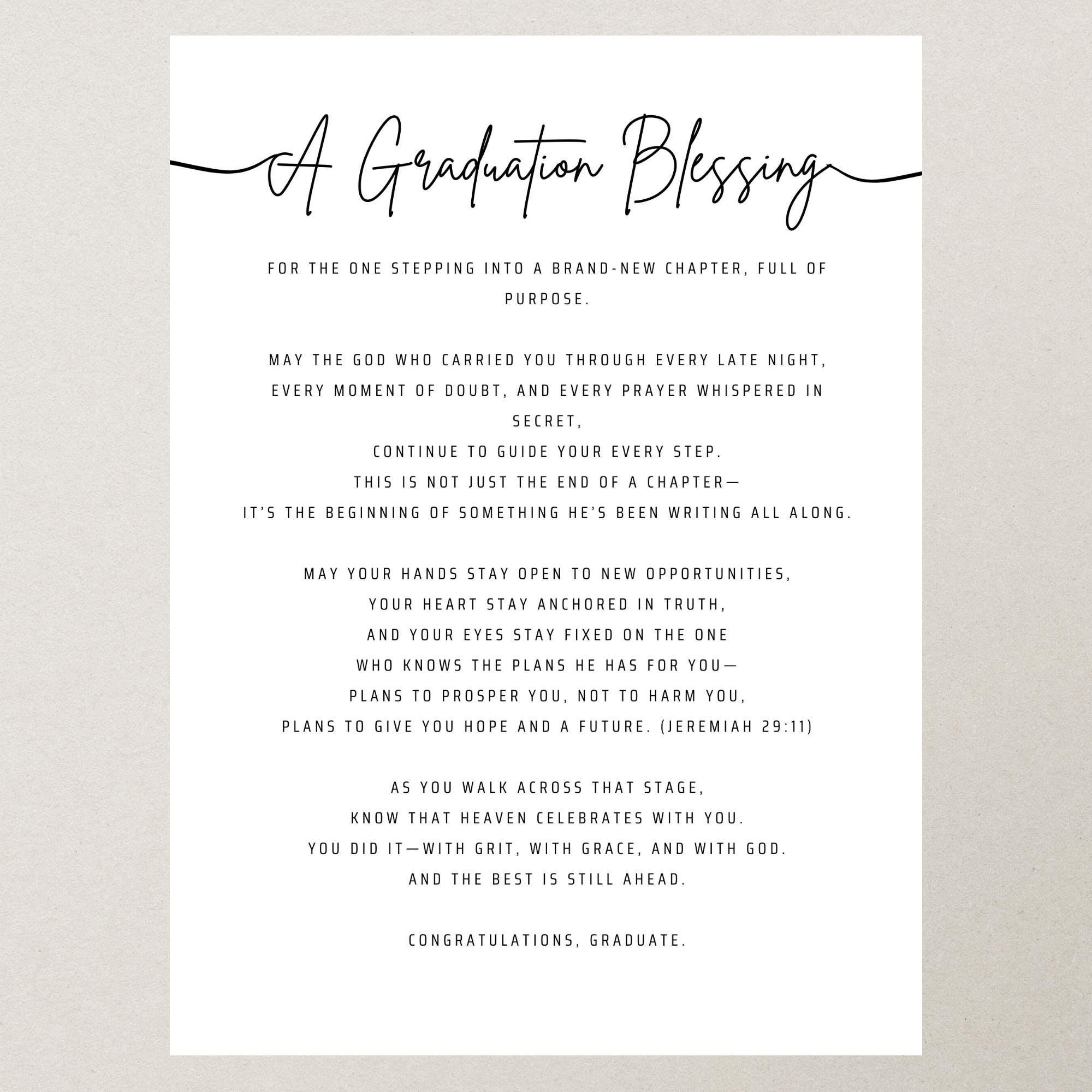 Graduation Blessing Wall Art Christian Graduation Gift Printable Prayer ...