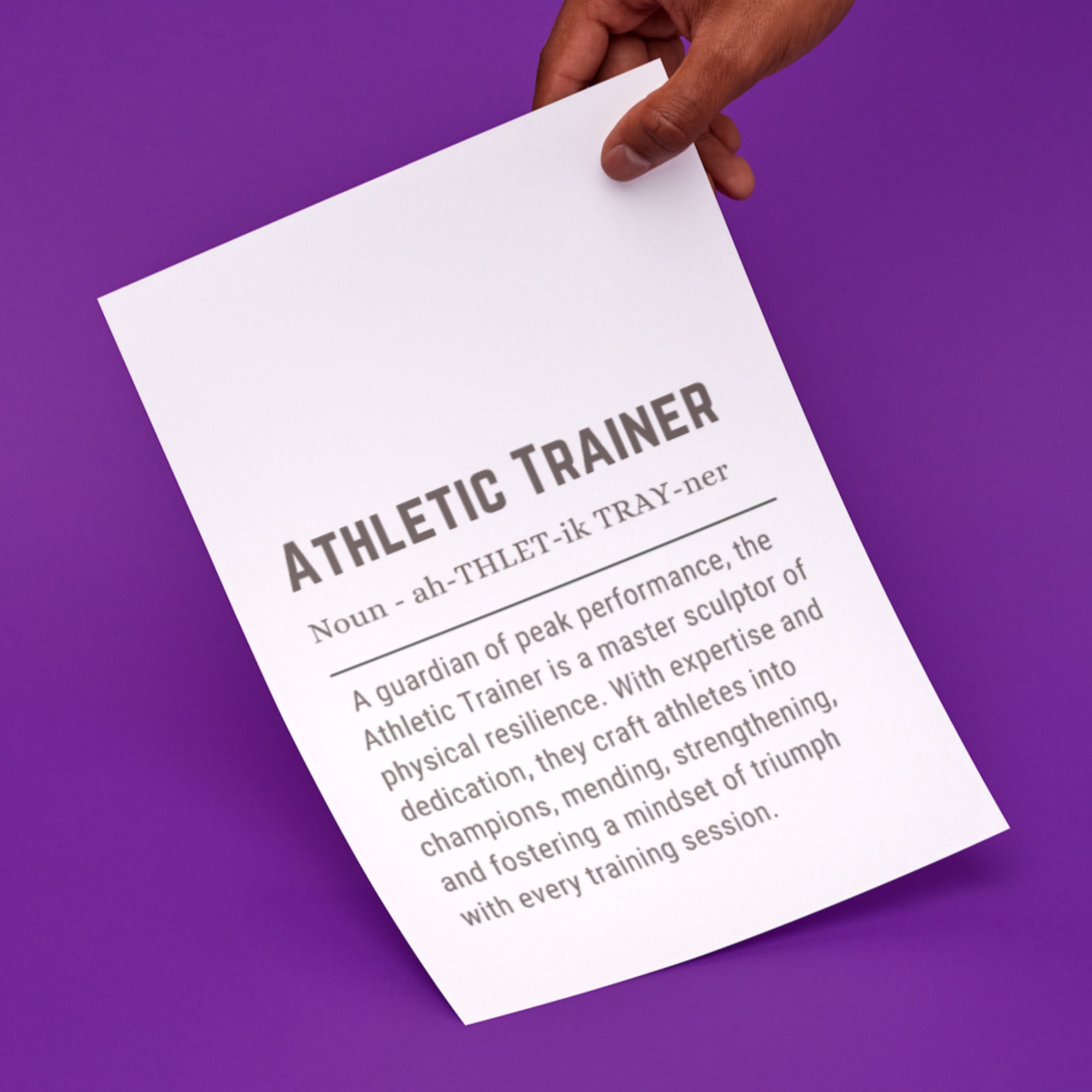 Athletic Trainer Definition Printable Poster Christian Trainer Office ...