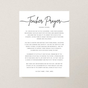 Teachers Prayer Poster Printable Teaching Gift Christian School ...