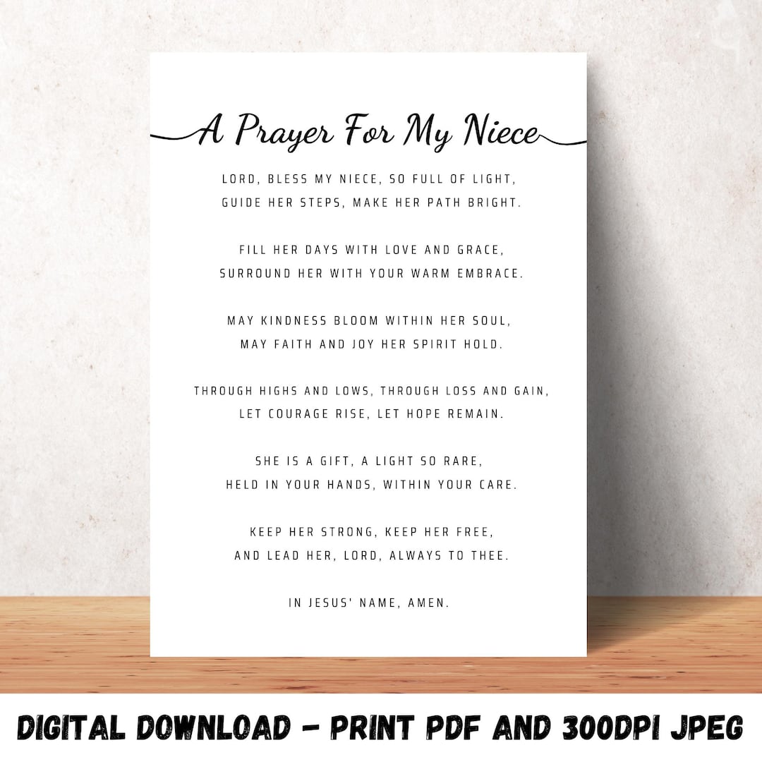 A Prayer for My Niece Wall Art Printable Christian Gift for Niece ...
