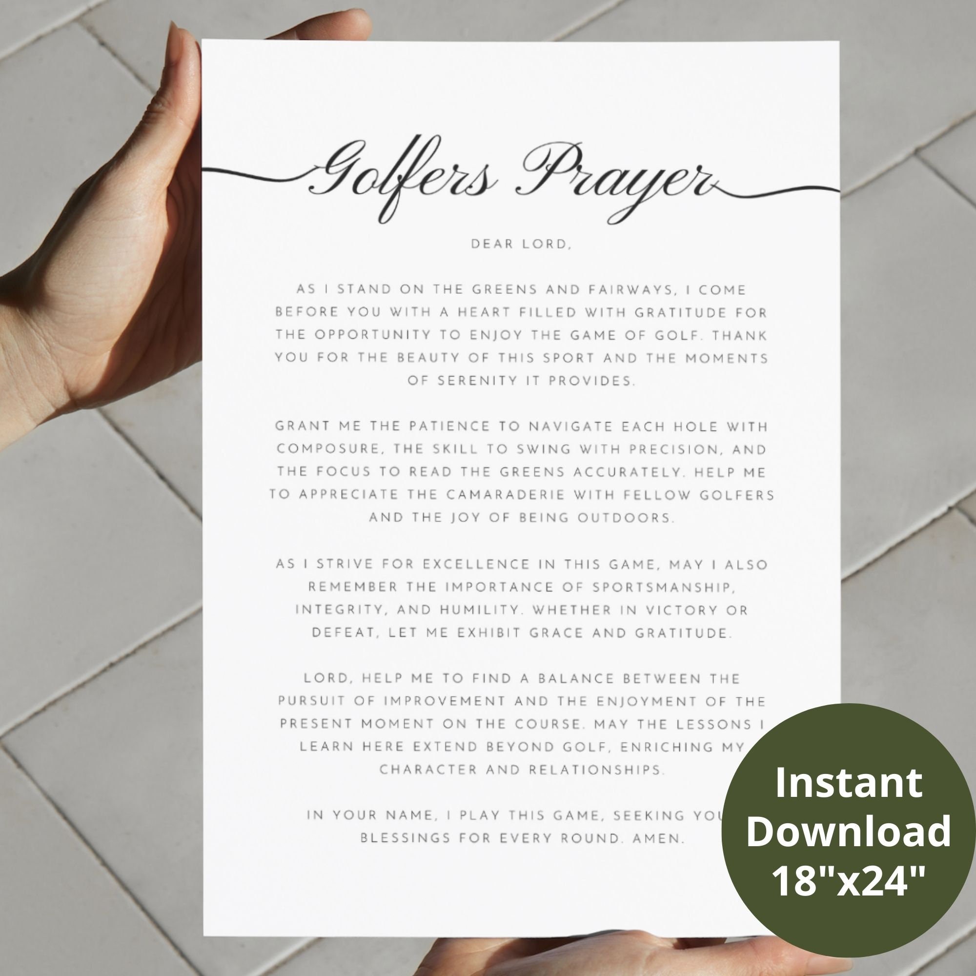 Golfers Prayer Wall Art Printable for Home or Office - Christian Poster ...