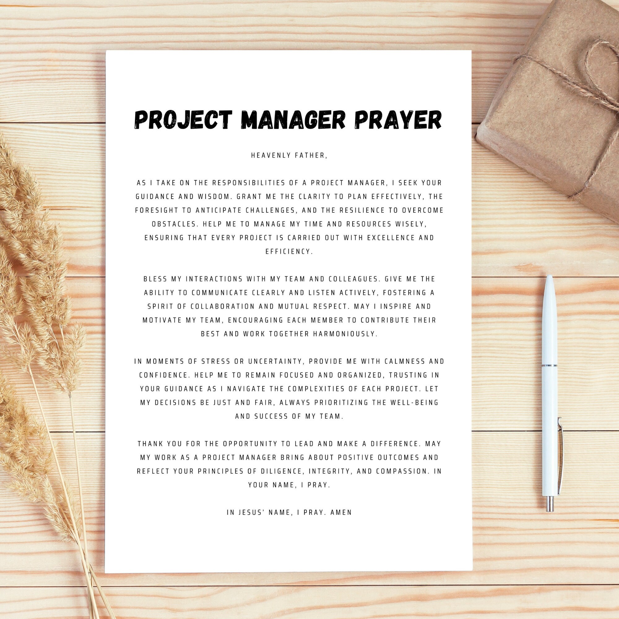 Project Manager Prayer Poster Printable Project Manager Gift Christian ...