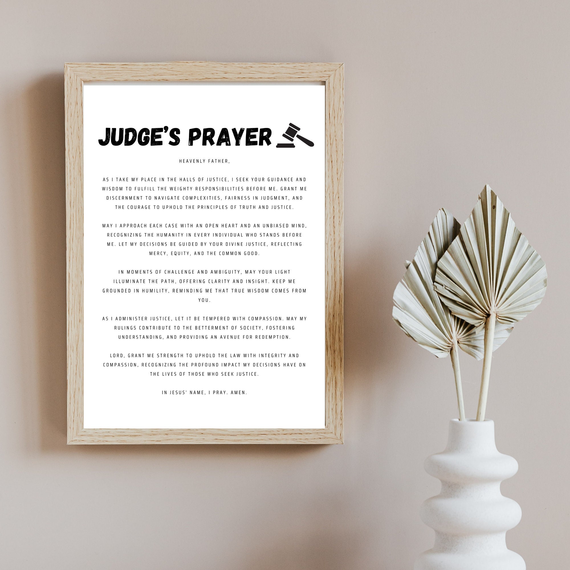 Judge Prayer Wall Art Printable Christian Judge's Office Decor Court ...