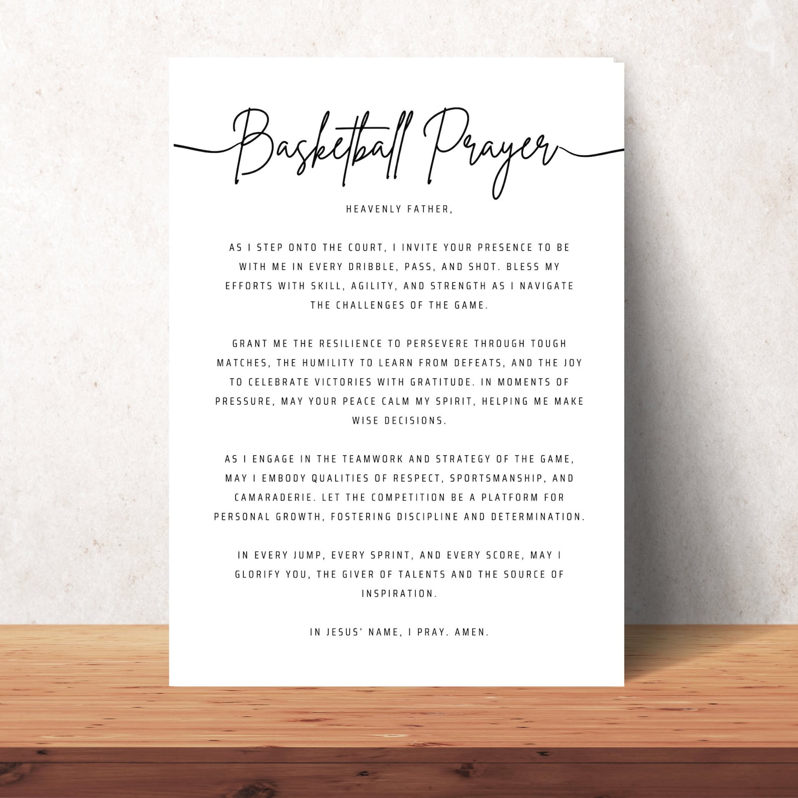 Basketball Prayer Wall Art Printable Christian Poster Home Decor Dorm ...