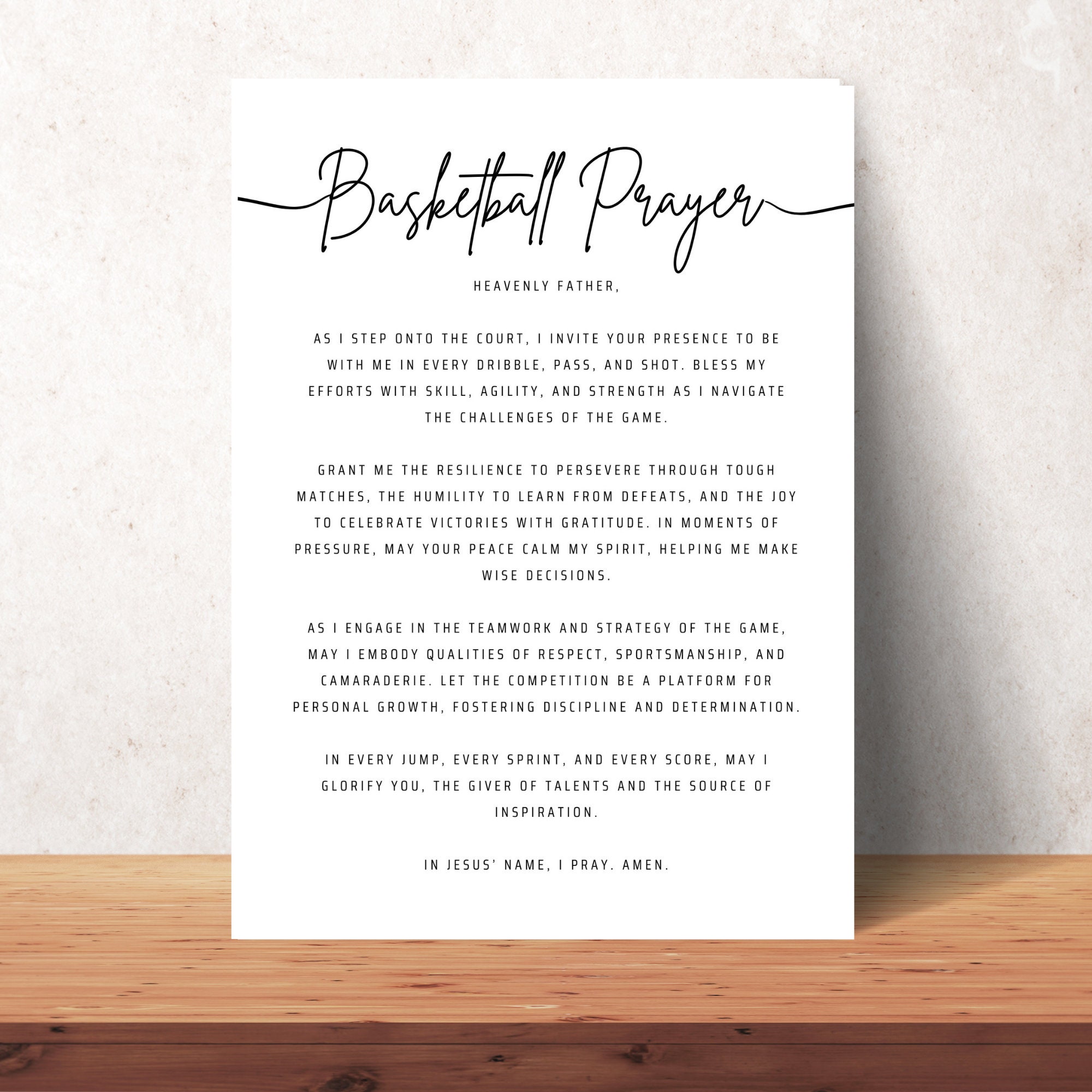 Basketball Prayer Wall Art Printable Christian Poster Home Decor Dorm ...