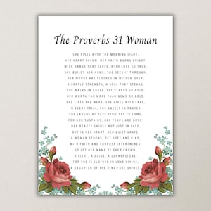 Proverbs 31 Woman Poem Printable Christian Wall Art Gift for Mom Faith ...