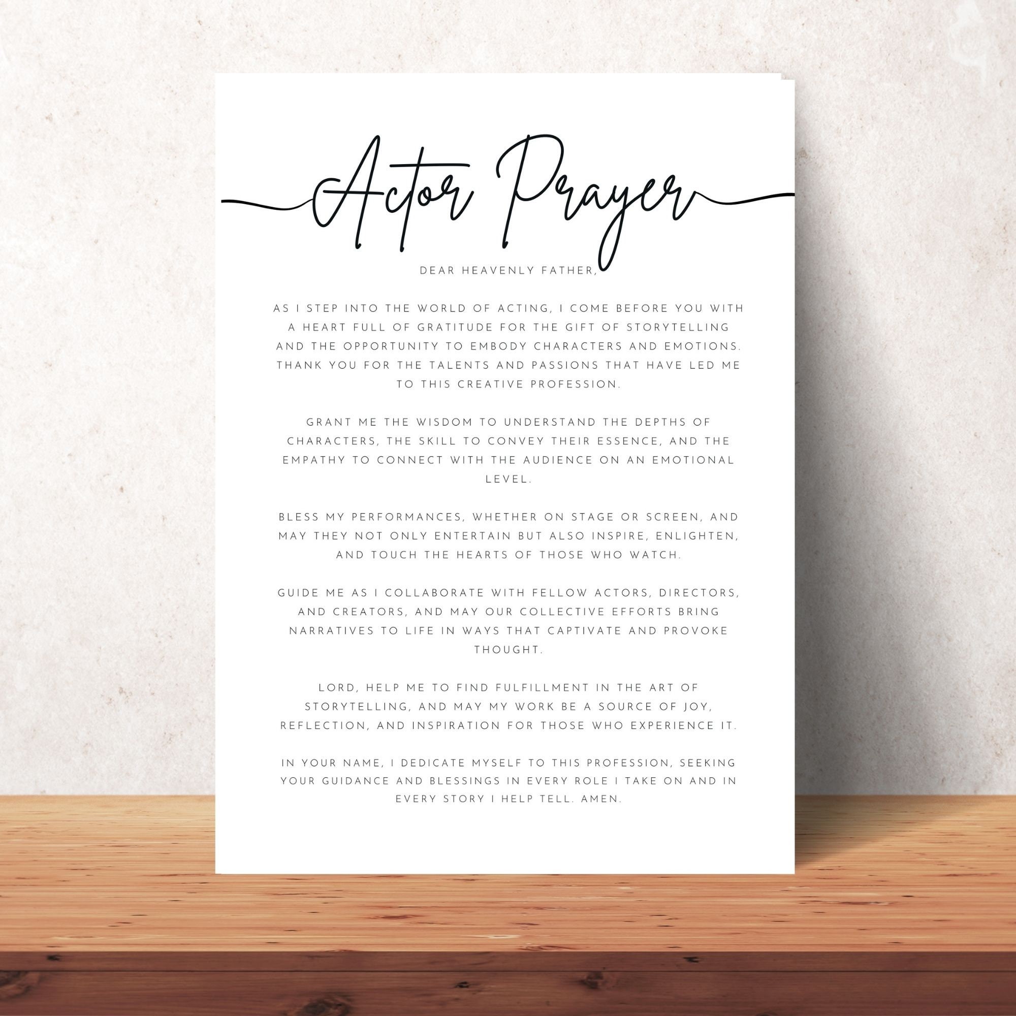 Christian Actors Wall Art Printable Prayer Christian Home or Office ...
