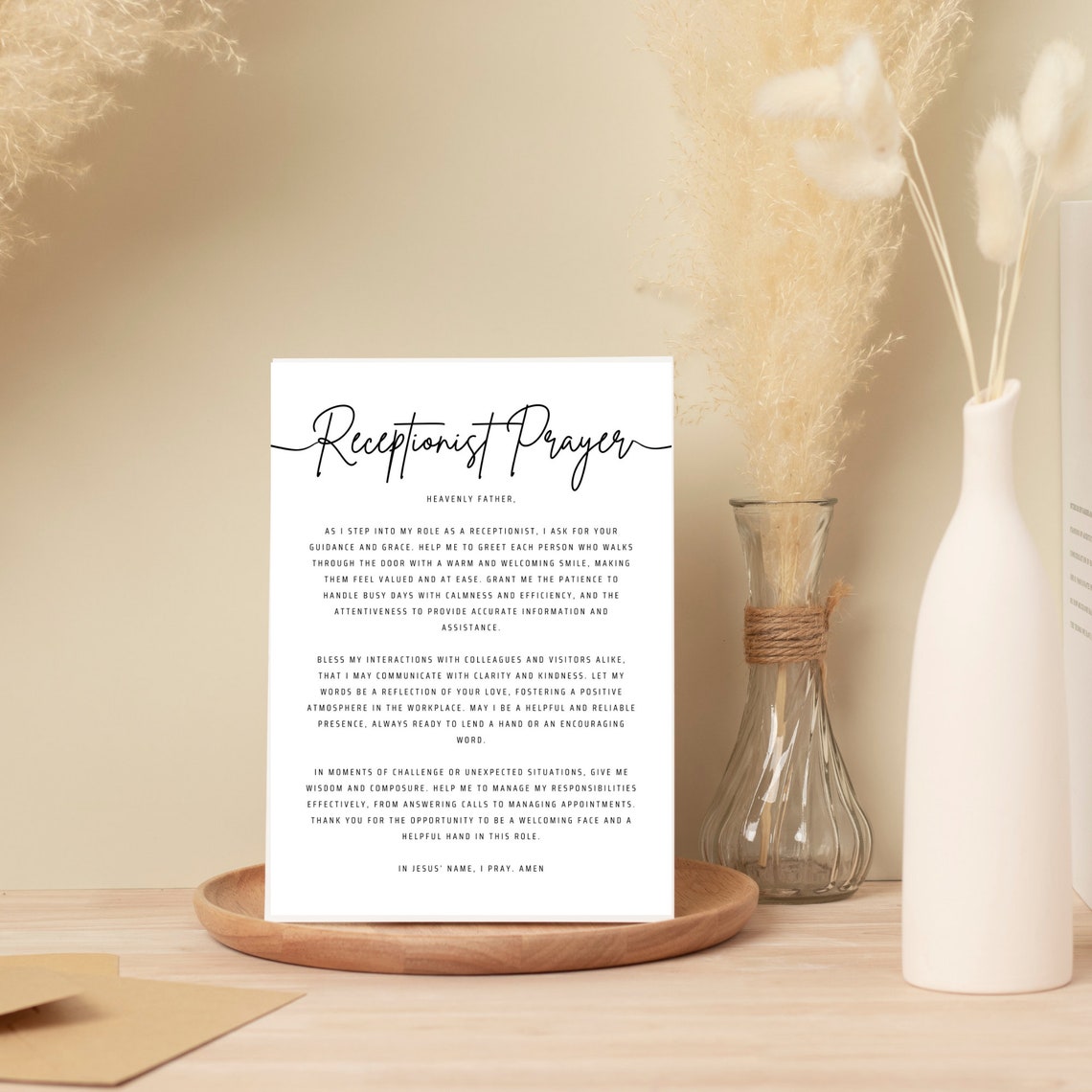 Receptionist Prayer Wall Art Printable Christian Office Decor Digital ...