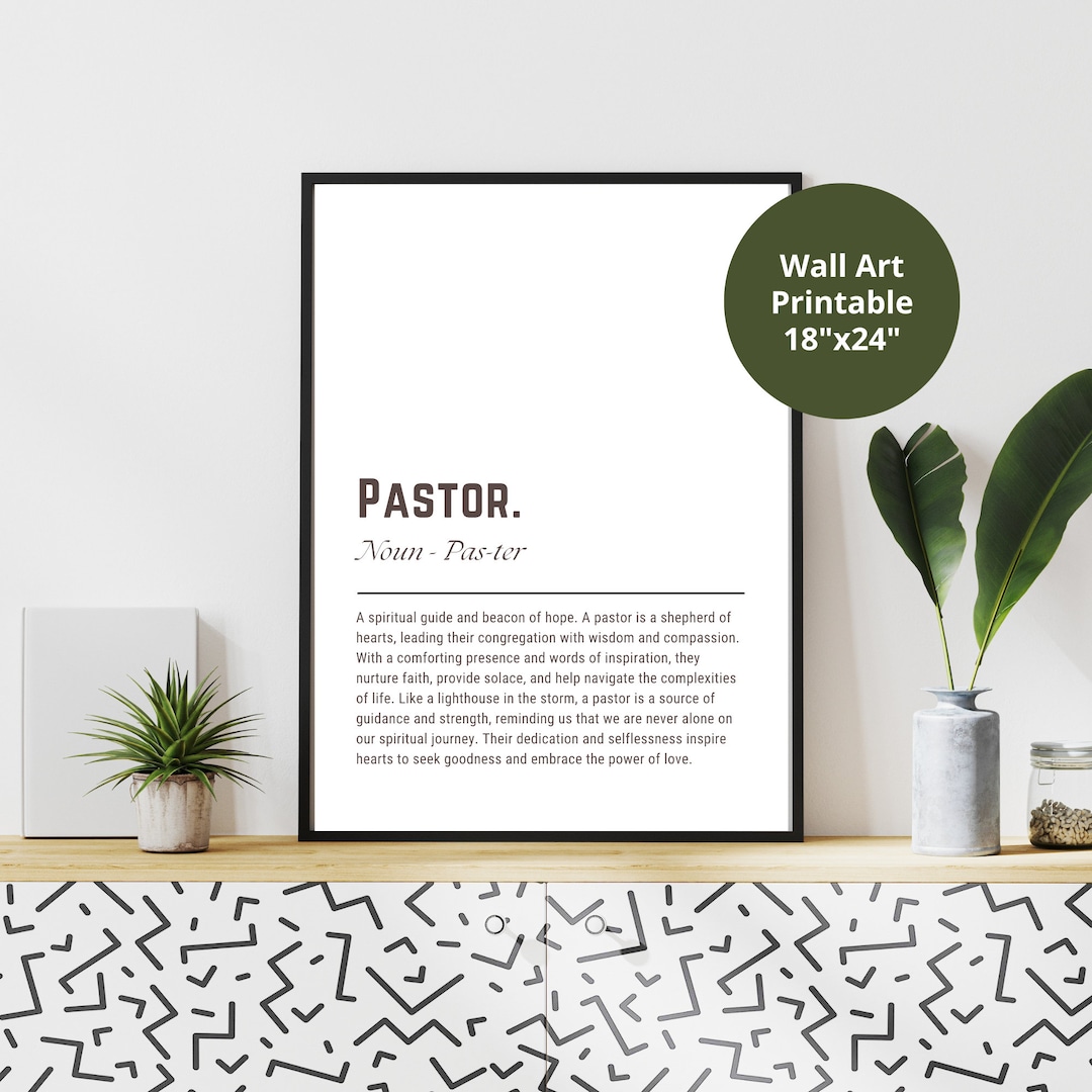 Pastor Definition Print - Black & White Minimal Wall Art - Best Pastors Appreciation Gift ...