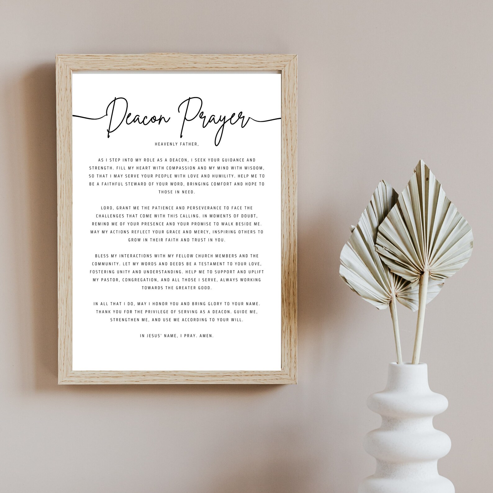 Deacon Prayer Wall Art Printable Christian Poster Decor Home or Church ...