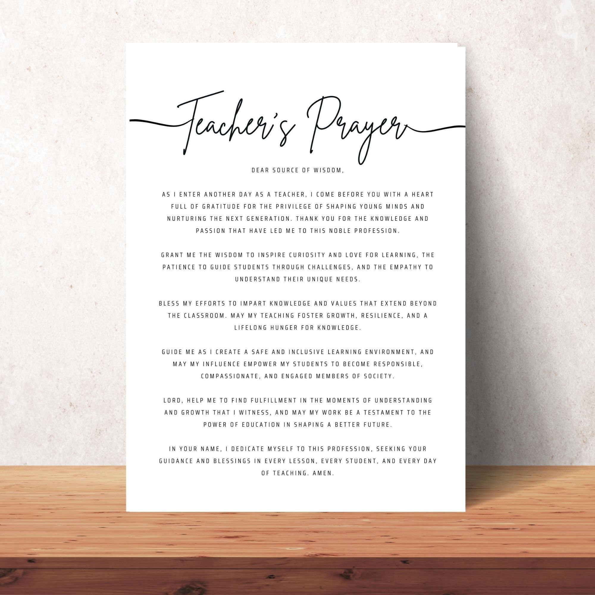Teacher Prayer for Teachers Wall Art Printable Office Decor Teacher's ...