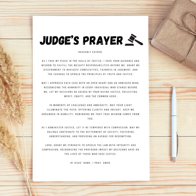 Judge Prayer Wall Art Printable Christian Judge's Office Decor Court ...