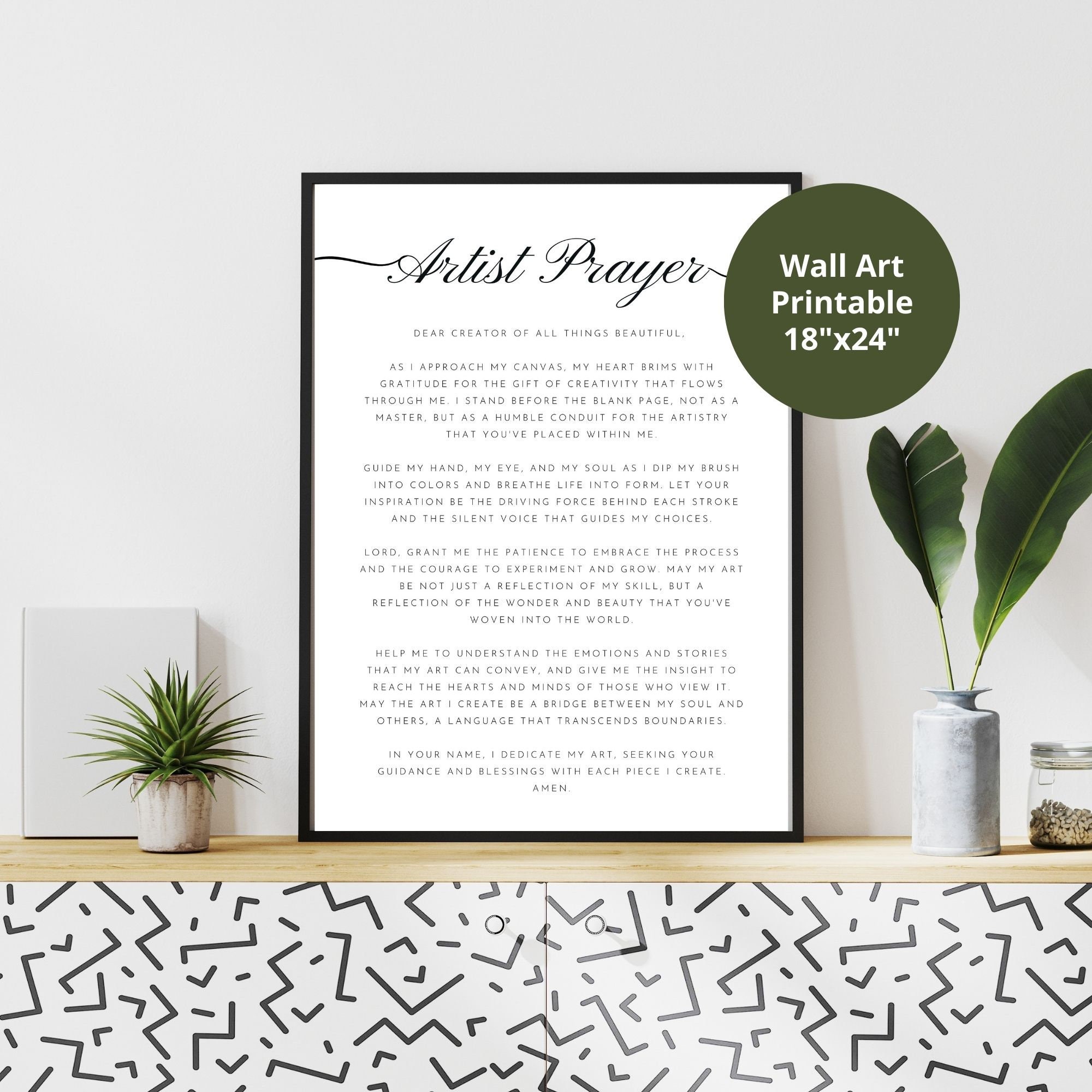 Artist Prayer Wall Art Printable for Home or Office Christian Poster ...