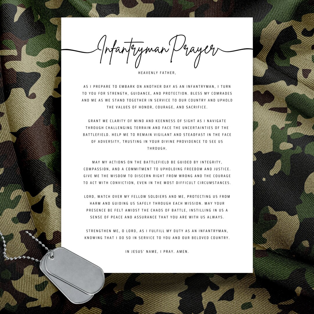 Infantryman Prayer Printable Wall Art Poster Army Office Decor Digital ...