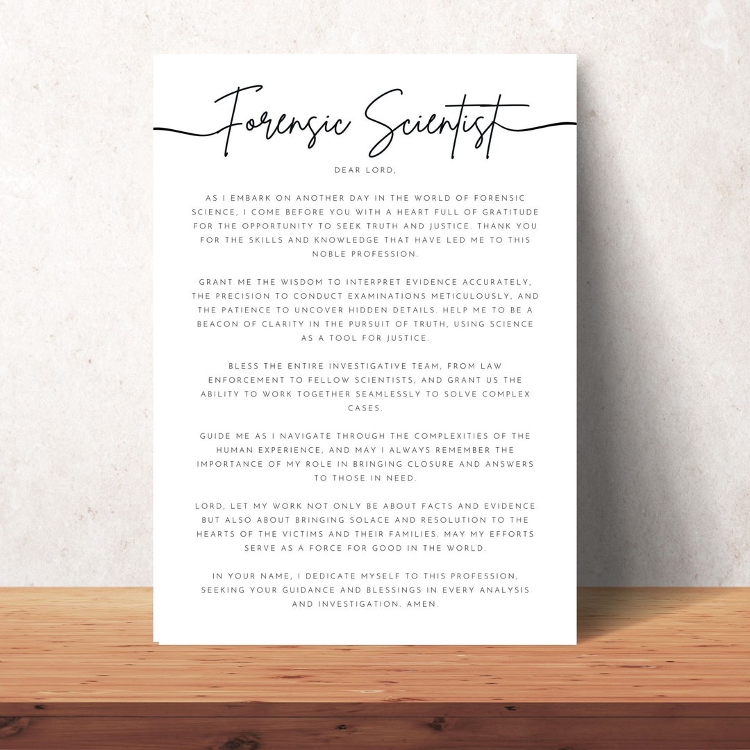 Forensic Scientist Prayer Home or Office Wall Art Printable - Christian ...