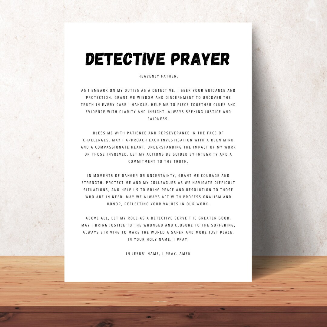 Detective Prayer Wall Art Printable Christian Poster Detectives Office ...