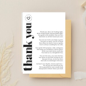 Boss Thank You Poem Card Printable Christian Greeting Card Appreciation ...