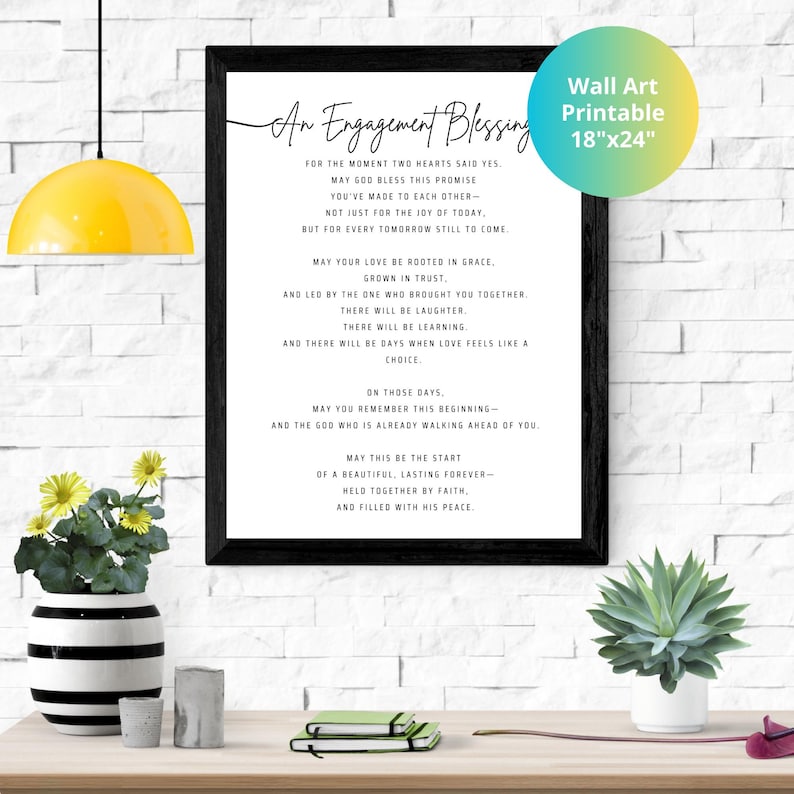 Engagement Blessing Printable Christian Wall Art Faith-based Couple ...