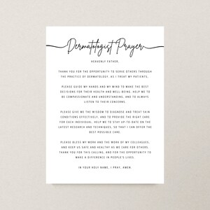 Dermatologist Prayer Wall Art Printable Dermatology Office Skin Clinic ...