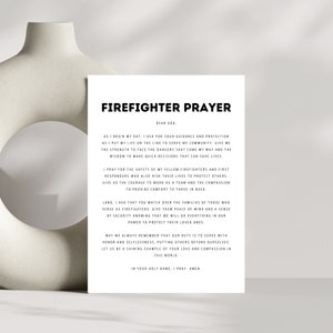 Firefighter Prayer Printable Wall Art Modern Christian Art Firefighter ...