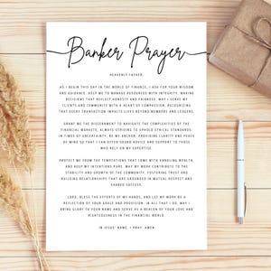 Banker Prayer Printable Wall Art Banking Office Decor Christian Banker ...