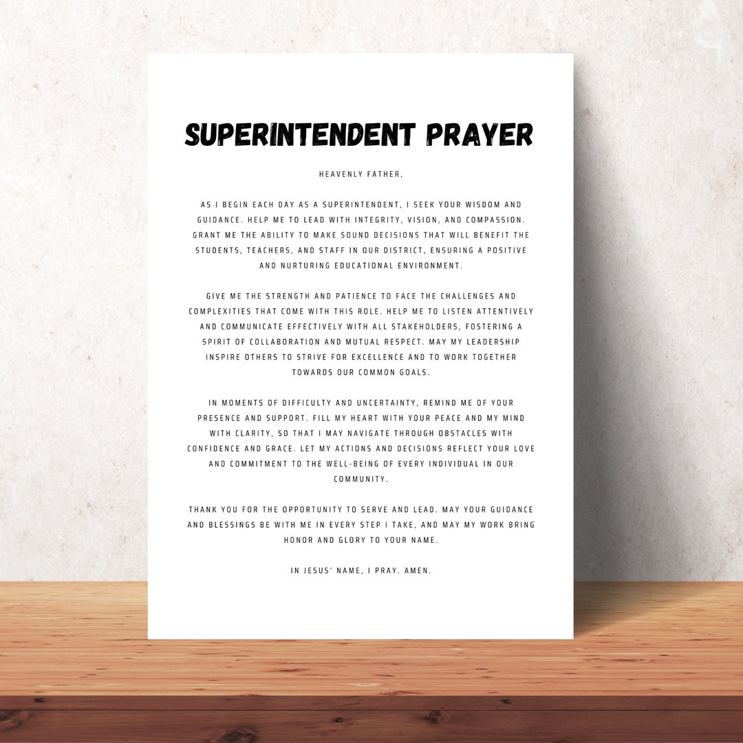 Superintendent Prayer Wall Art Printable Christian School Office Decor ...