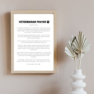 Vet Prayer Wall Art Printable Christian Veterinarian Office Decor ...