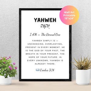 Yahweh Printable Wall Art Christian I AM Name of God Decor Digital ...
