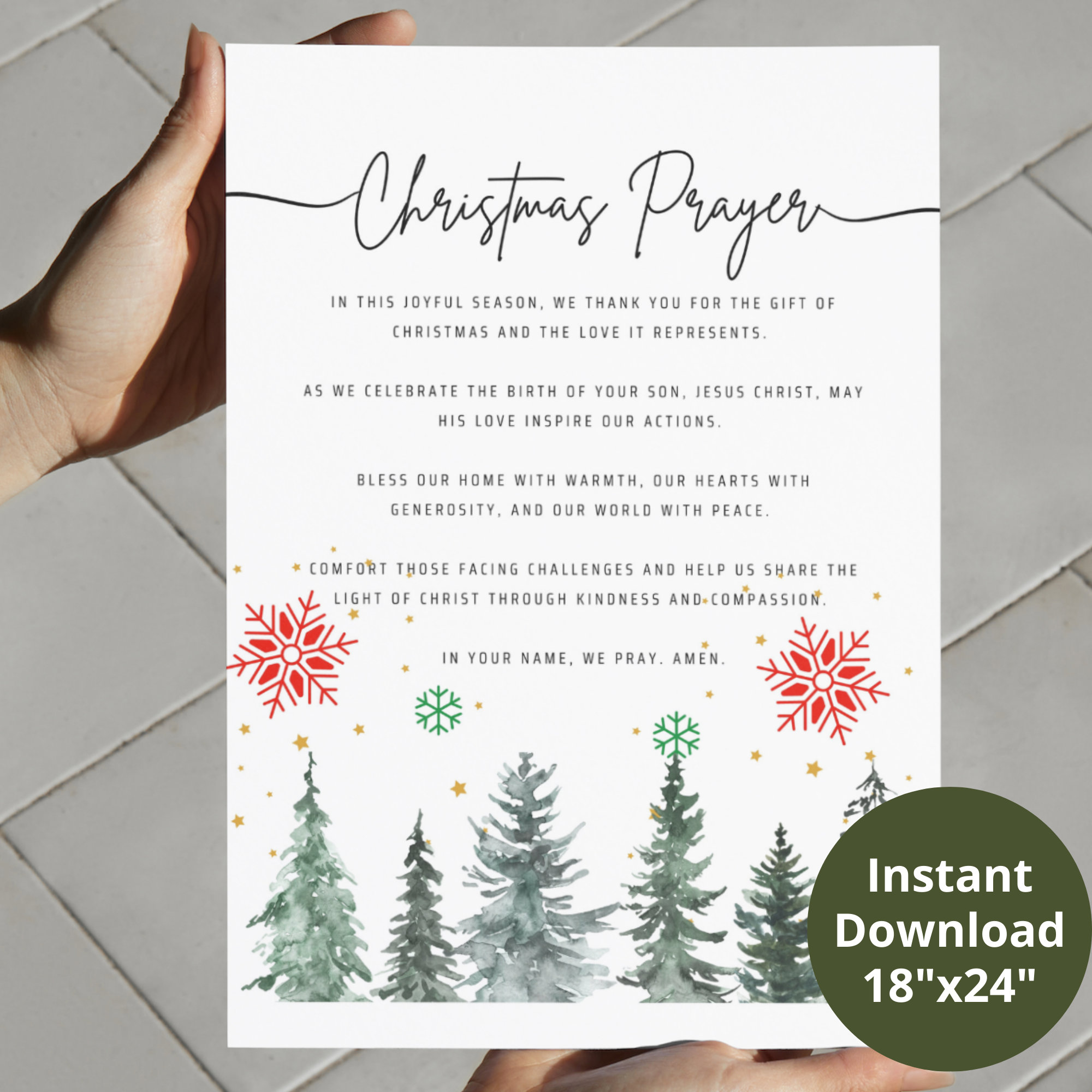 Christmas Prayer Wall Art Printable Christian Poster Decor Home Gift ...