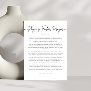 Physics Teacher Prayer Wall Art Christian Physics Teacher Gift School ...