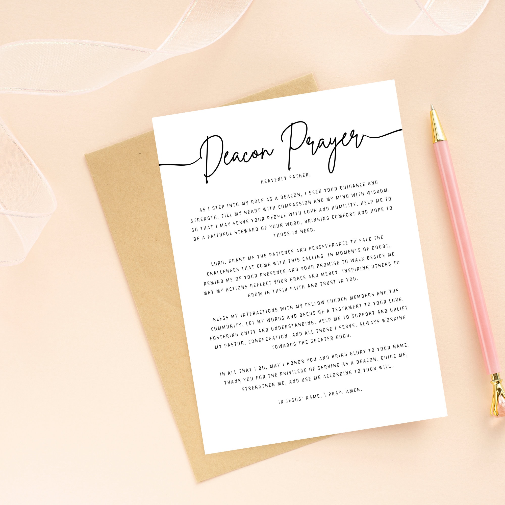 Deacon Prayer Wall Art Printable Christian Poster Decor Home or Church ...