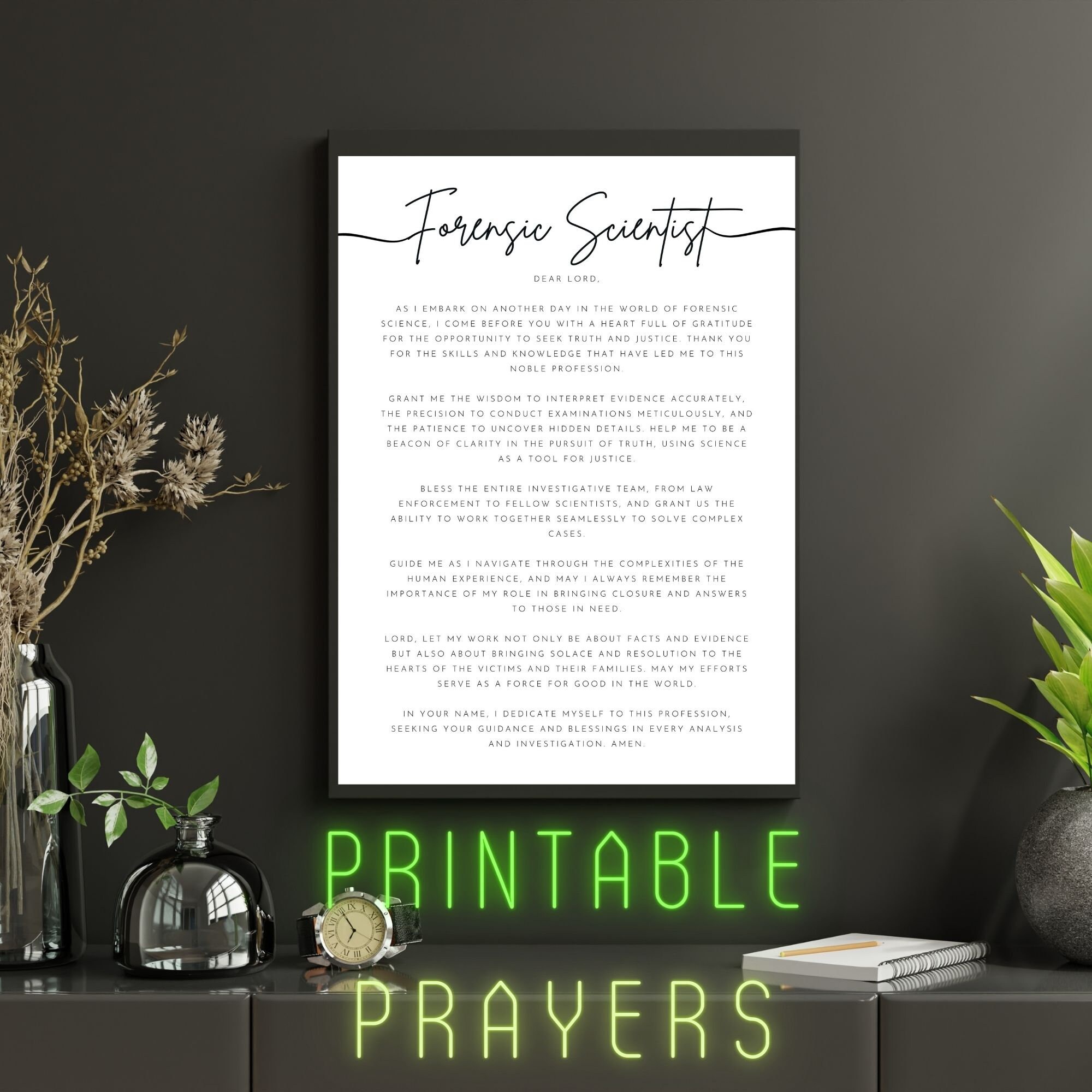 Forensic Scientist Prayer Home or Office Wall Art Printable Christian ...