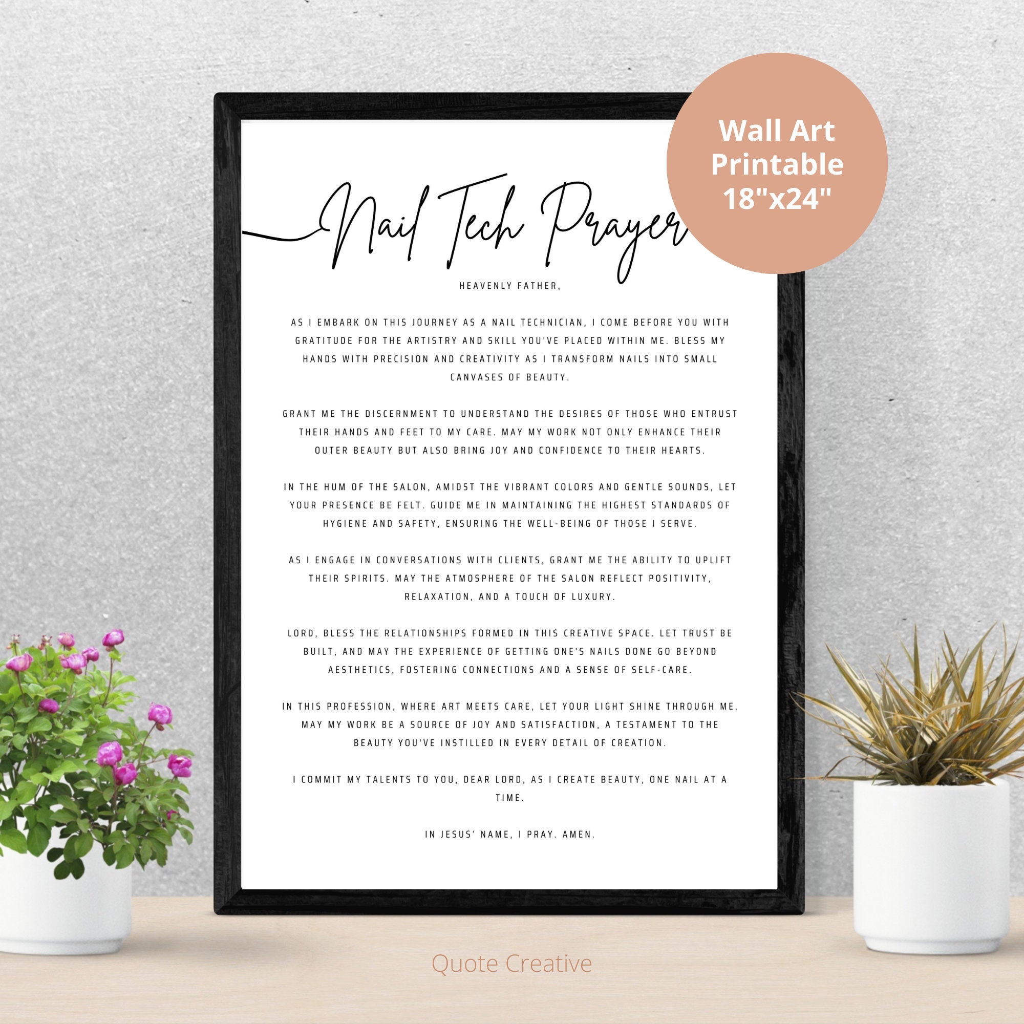 Nail Tech Prayer Wall Art Printable Christian Nail Salon Decor Studio ...