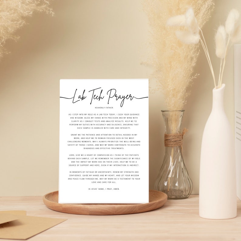 Lab Tech Prayer Wall Art Printable Christian Lab Decor Digital Download ...