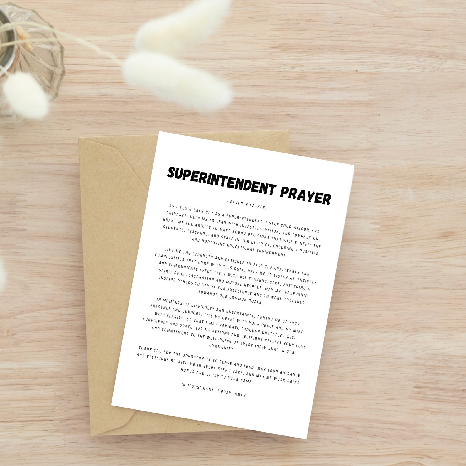 Superintendent Prayer Wall Art Printable Christian School Office Decor ...