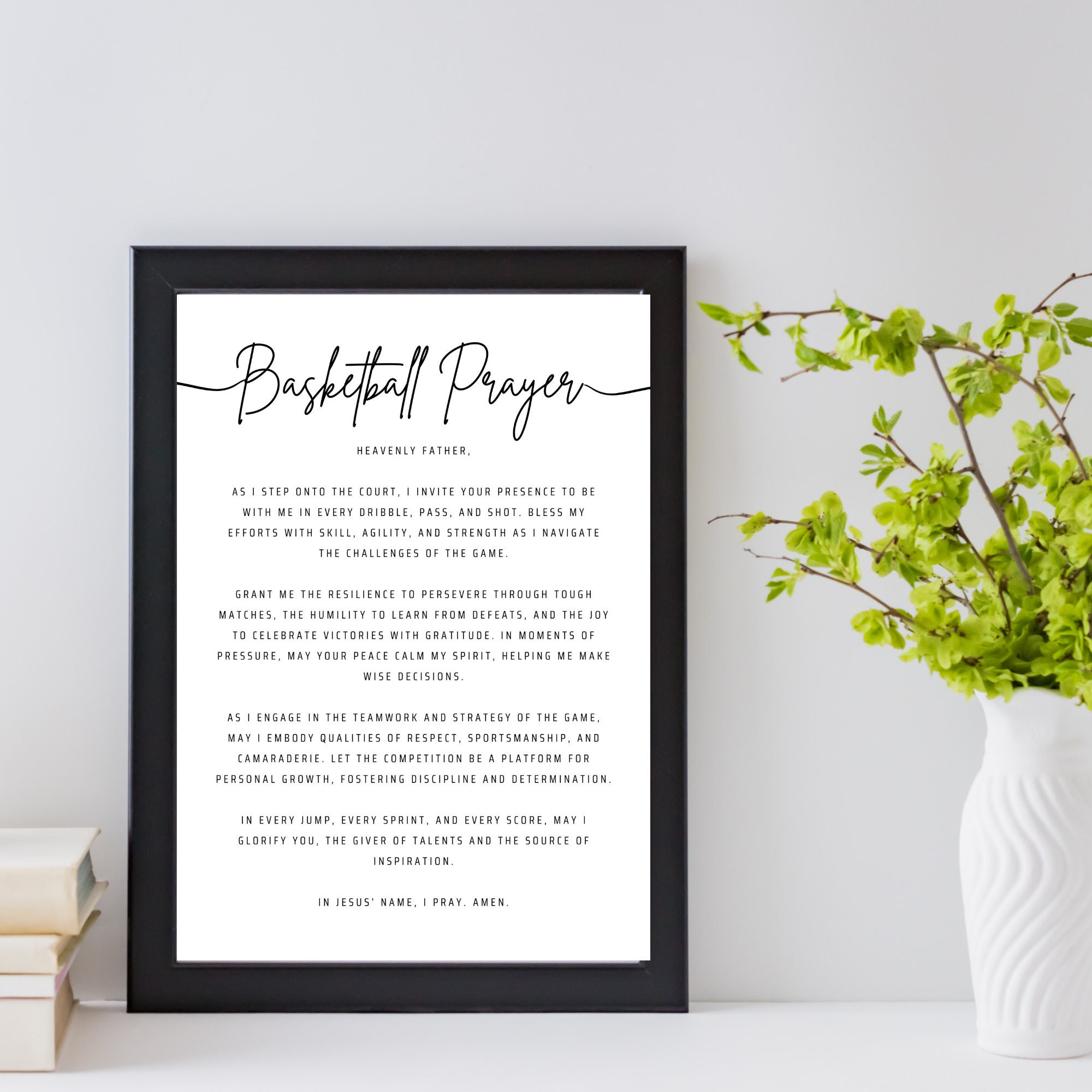 Basketball Prayer Wall Art Printable Christian Poster Home Decor Dorm ...