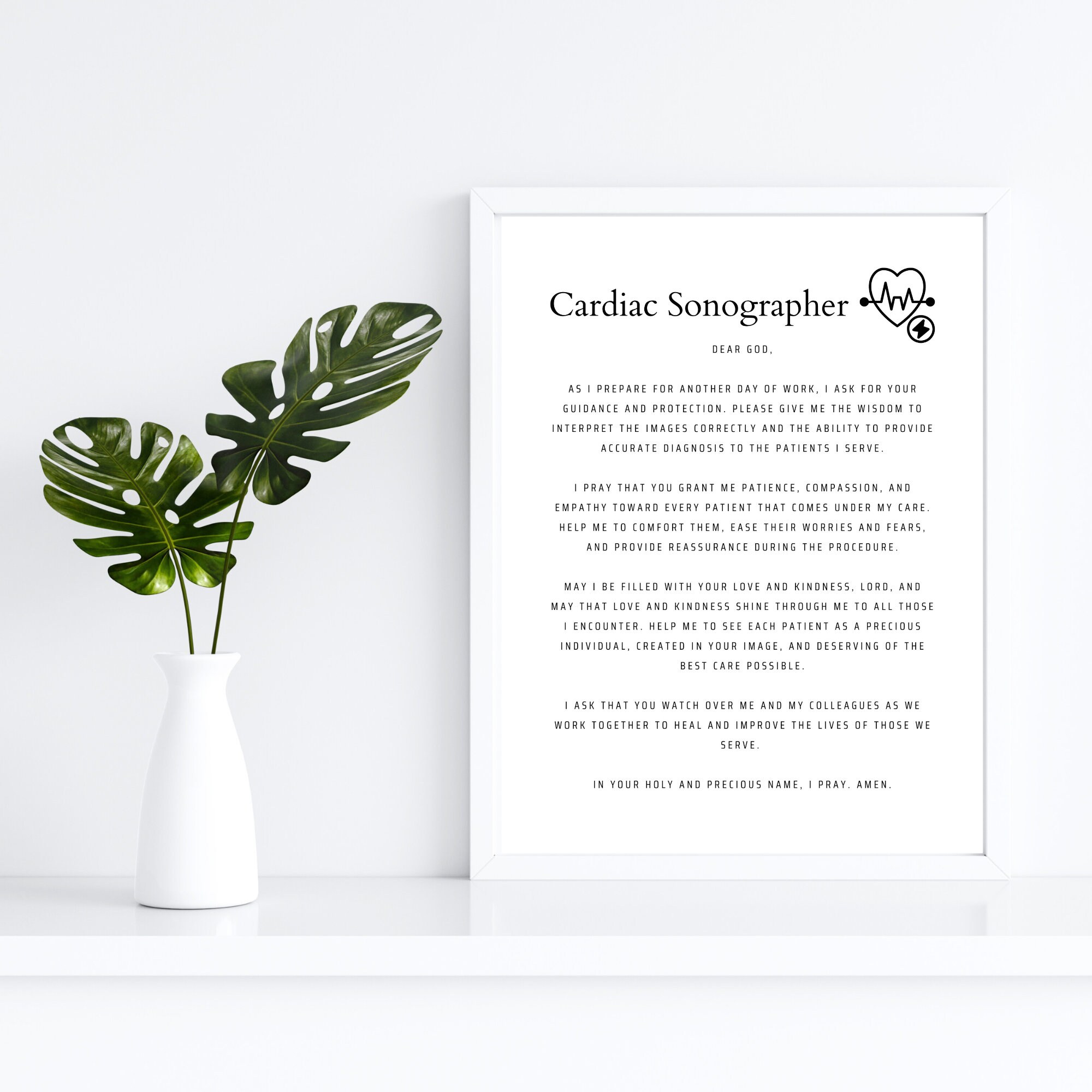 Cardiac Sonographer Prayer Printable Wall Art Christian Sonographer ...