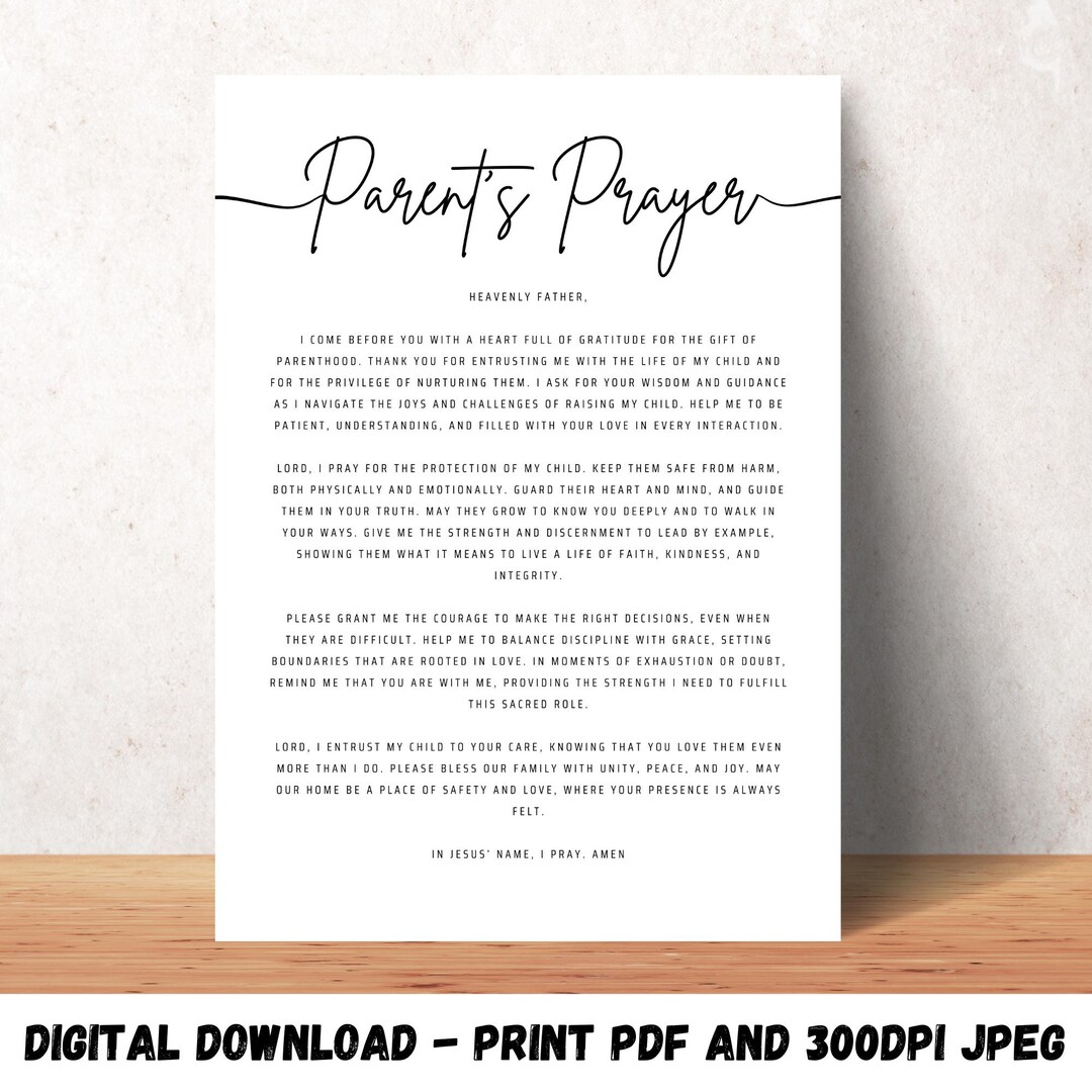New Parents Gift Printable Parents Prayer Wall Art Christian Nursery ...